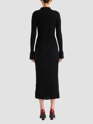 Proenza Schouler Rosario Textured Merino Wool Midi Dress - Black