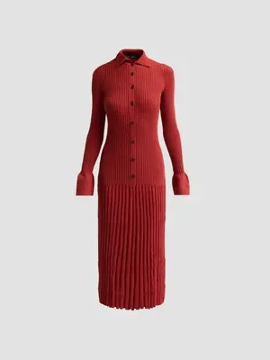 Proenza Schouler Rosario Textured Merino Wool Midi Dress Rust