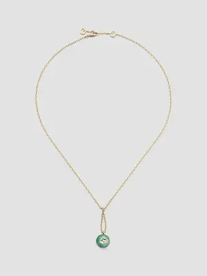 Gucci 18k Yellow Gold, Amazonite & 0.05 Tcw Diamond Pendant Necklace