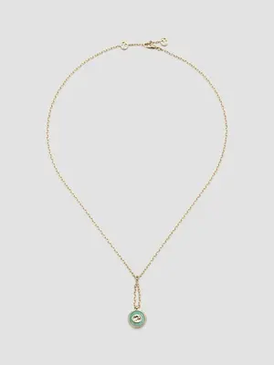 Gucci 18k Yellow Gold, Amazonite & 0.05 Tcw Diamond Pendant Necklace