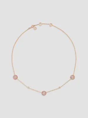 Gucci 18k Rose Gold Opal & 0.05 Tcw Diamond Logo Charm Necklace - Pink