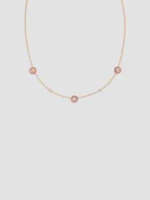 Gucci 18k Rose Gold Opal & 0.05 Tcw Diamond Logo Charm Necklace