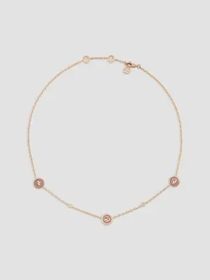 Gucci 18k Rose Gold Opal & 0.05 Tcw Diamond Logo Charm Necklace