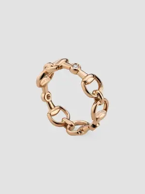 Gucci 18k Rose & 0.03 Tcw Diamond Horsebit Ring - Gold