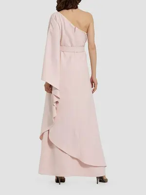Mac Duggal Belted Crepe Kaftan Dress