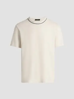 Vince Tipped Crewneck Pima Cotton T-shirt - Blanco