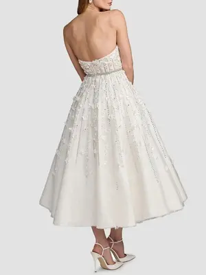 Mac Duggal Embellished Lace Strapless Midi Cocktail Dress - Ivory