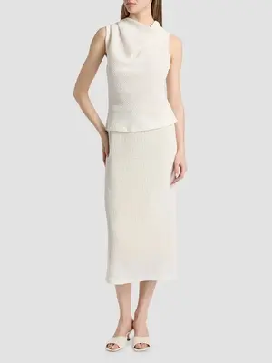Vince Shadow Grid Cowlneck Top