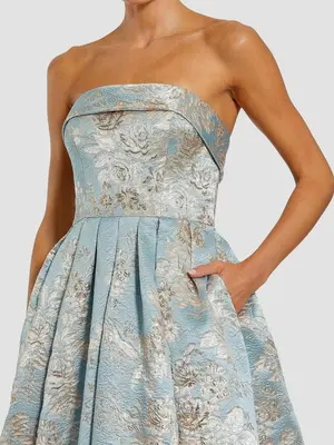 Mac Duggal Cocktail Floral-brocade Pleated Ballgown