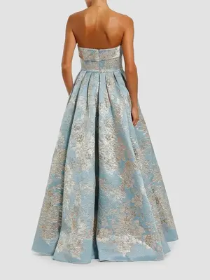 Mac Duggal Cocktail Floral-brocade Pleated Ballgown