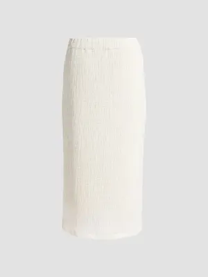 Vince Shadow Grid Knit Midi-skirt - Chalk