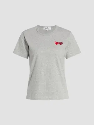 Play Comme Des Garcon Double Heart T-shirt - Grey