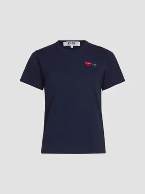 Play Comme Des Garcon Double Heart T-shirt - Navy