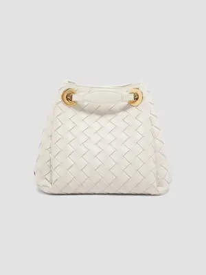 Bottega Veneta Small Parachute Intrecciato Leather Shoulder Bag - Chalk