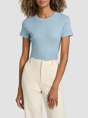 Vince Rib-knit Mock Turleneck Short-sleeve Top
