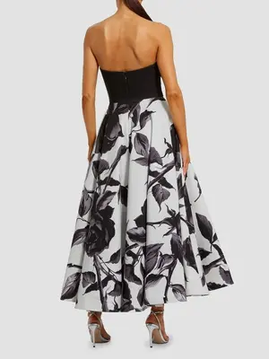 Mac Duggal Ieena Floral Crepe Strapless Cocktail Dress