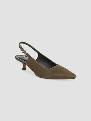 Vince Sabra Ii 45mm Calf-hair Slingback Kitten Heels - Cypress
