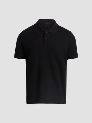 Vince Drop-needle Striped Pima Cotton Polo Shirt Black
