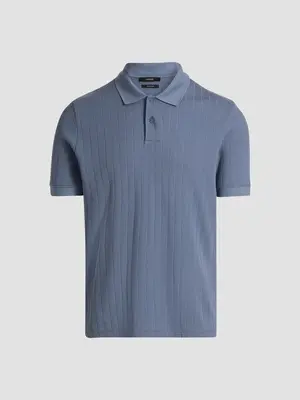 Vince Drop-needle Striped Pima Cotton Polo Shirt - Hawk Blue