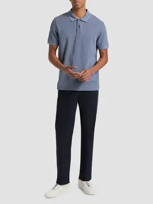 Vince Drop-needle Striped Pima Cotton Polo Shirt - Hawk Blue