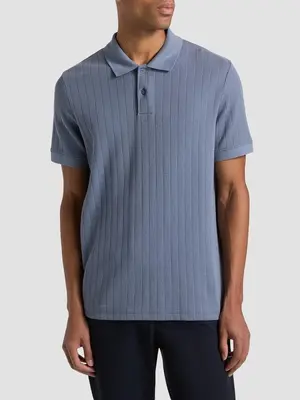 Vince Drop-needle Striped Pima Cotton Polo Shirt - Hawk Blue
