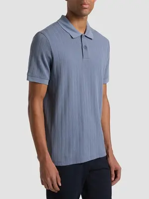 Vince Drop-needle Striped Pima Cotton Polo Shirt - Hawk Blue