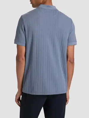 Vince Drop-needle Striped Pima Cotton Polo Shirt - Hawk Blue