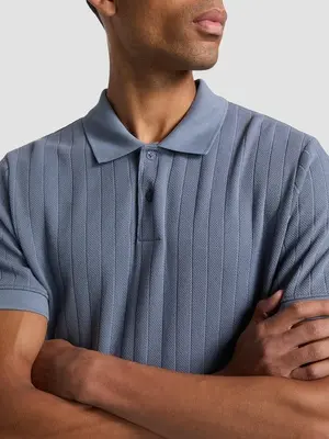 Vince Drop-needle Striped Pima Cotton Polo Shirt - Hawk Blue