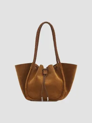 Proenza Schouler Braided Large Suede Tote Bag - Hazelnut