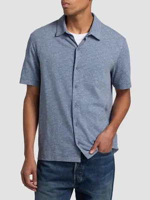 Vince Tonal Leaf Slub Cotton Shirt