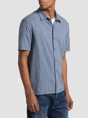 Vince Tonal Leaf Slub Cotton Shirt