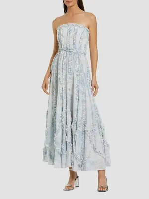 Mac Duggal Cocktail Floral Cotton Strapless Gown