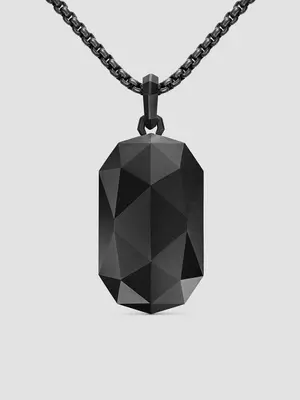 David Yurman Faceted Amulet In Titanium, 36.3mm - Black