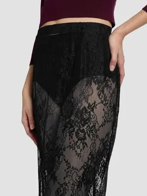 L'Agence Makena Sheer Floral Lace Pencil Skirt
