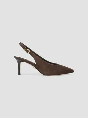 Veronica Beard Luciana 70mm Suede Slingback Pumps - Espresso