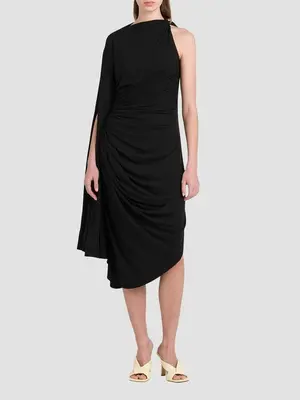 Bottega Veneta One-shoulder Draped Midi-dress