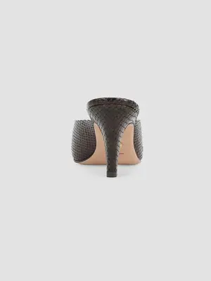 Veronica Beard Rochelle 75mm Snake-embossed Leather Mules