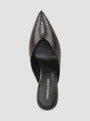 Veronica Beard Rochelle 75mm Snake-embossed Leather Mules