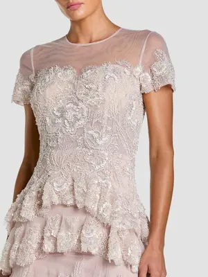 Mac Duggal Embellished Tiered Gown - Rose Multi