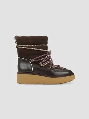 Veronica Beard Kirsta Suede Snow Boots - Espresso Multi