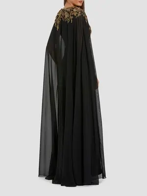 Mac Duggal Crepe Floral Embellished Gown