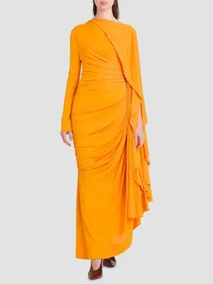 Bottega Veneta Draped Cape-sleeve Gown