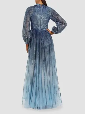 Mac Duggal Evening Ombré Mesh A-line Gown