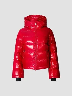 Perfect Moment Polar Flare Houndstooth Ski Jacket - Red