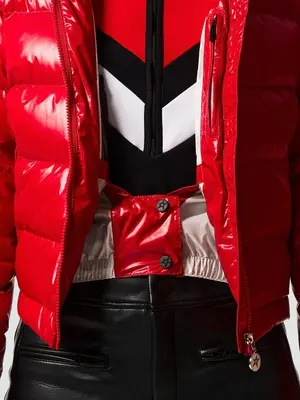 Perfect Moment Polar Flare Houndstooth Ski Jacket - Red