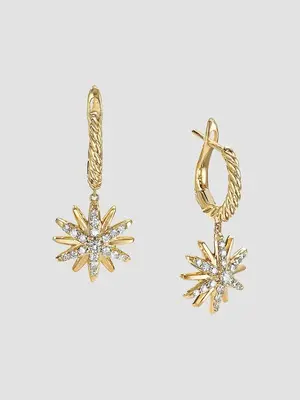 David Yurman Starburst Drop Earrings In 18k Yellow Gold With Diamonds - Diamond