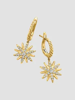 David Yurman Starburst Drop Earrings In 18k Yellow Gold With Diamonds