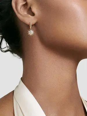 David Yurman Starburst Drop Earrings In 18k Yellow Gold With Diamonds