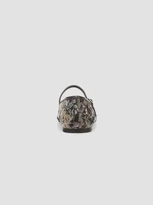 Veronica Beard Ellie Textured-floral Mary Janes - Espresso Multi
