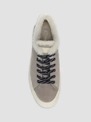 Veronica Beard Truett Shearling-lined Suede Low-top Sneaker - Cobblestone
